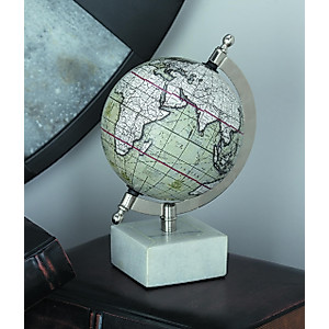 Deco 79 Marble Globe with Marble Base, 6" x 5" x 9", White