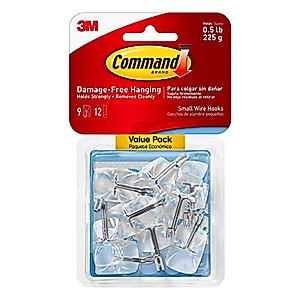Command Small Wire Toggle Hooks, Damage Free Hanging Wall Hooks with Adhesive Strips, No Tools Wall Hooks for Hanging Decorations in Living Spaces, 36 Clear Hooks and 48 Command Strips