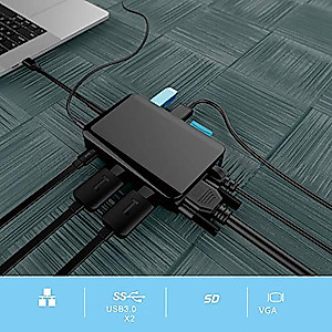 High-Speed 9 In 1 Multi-port USB C Dual HDMI Adapter With Ethernet Port 2 USB 3.0 Ports 1080P VGA PD Charging 3.5mm Audio Support SD Card Reader Compatible For Flash Drive Laptops And More USB Hub Ada