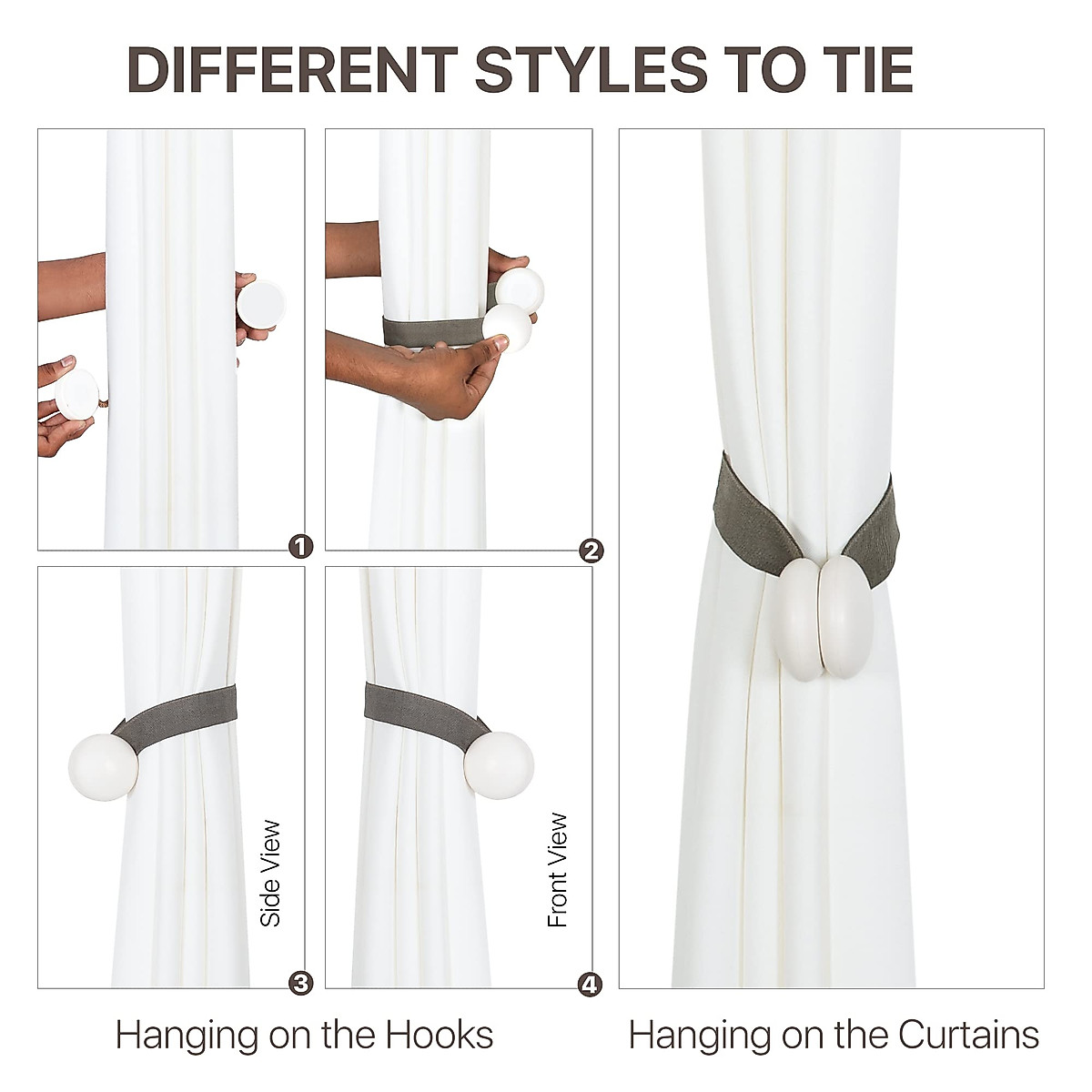 Curtain tiebacks - Magnetic Curtain Tieback Drape Fabric Tie Back for Door Draperies Home Office & Outdoor (1 Pc, Moss)- Deco Window