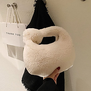 VALICLUD Winter Plush Dumpling Bag Fashionable Handbag Portable Storage Pouch
