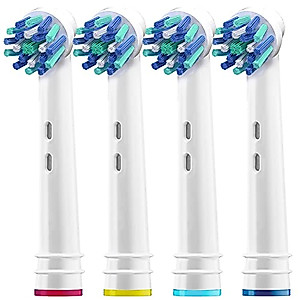 Replacement Brush Heads for Oral B- Pack of 4 Cross Generic Electric Toothbrush Heads for Oralb Braun- Crossact Toothbrushes Compatible with Most Oral-B Bases- Quality Action Bristles