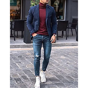 COOFANDY Mens One Button Sport Coat Regular Fit Casual Blazer Jacket Formal Dress Jacket Blazer (Blue M)