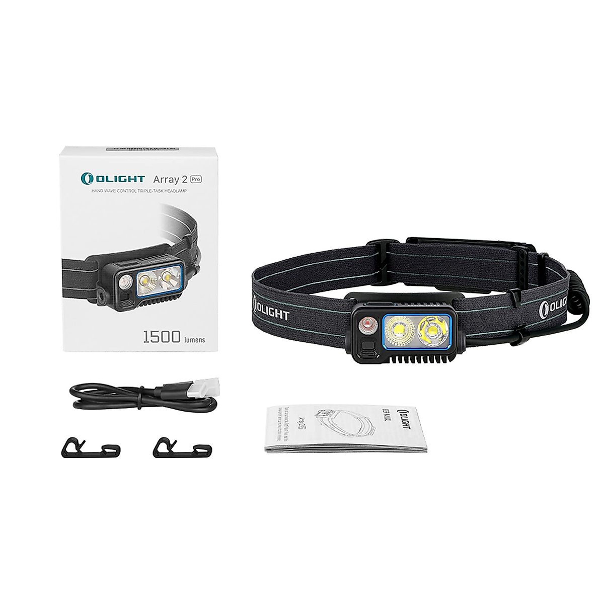 OLIGHT Array 2 Pro 1500 Lumens Headlamp with Red Light Option, Powered by USB-C Rechargeable LED Headlight with Motion Sensor for Outdoors, Camping, Running, Working (Black)