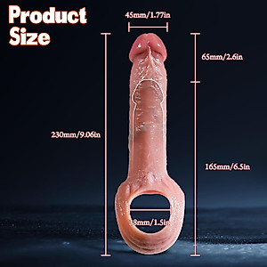 Adult Sex Toys 2.6'' Penis Sleeve - Sex Toys for Men Realistic Cock Ring Extender, Mens Sex Toys Silicone Cock Sleeve for Erection Extension Enlargement, Male Sex Toys Penis Enlarger, Sex Toys Men
