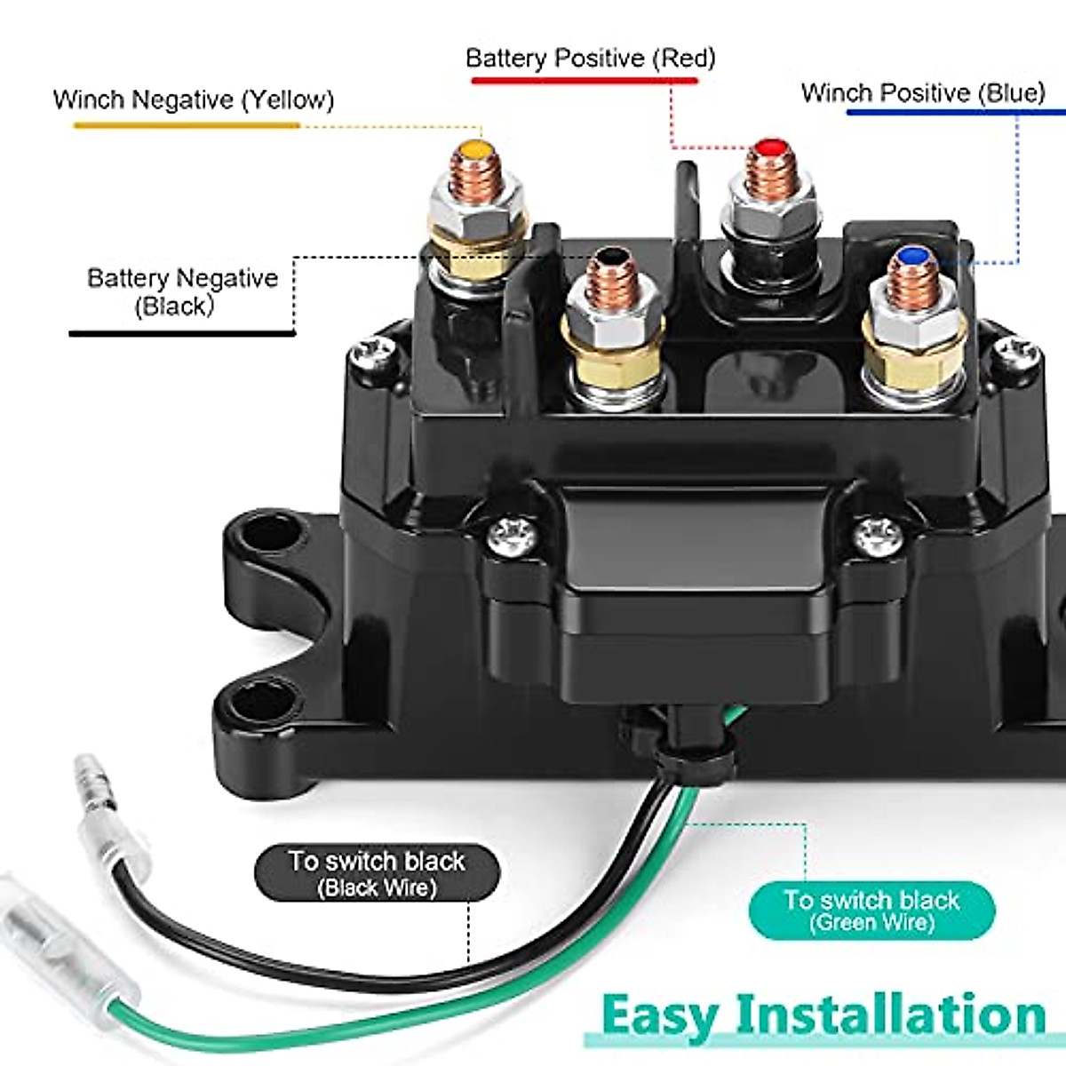 12V 250A Winch Solenoid Relay Contactor Thumb Truck for ATV UTV 2000-5000lbs Winch with 6 Protecting Caps - Ovsor