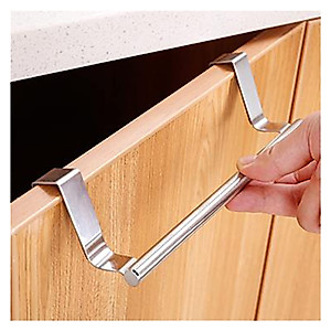 ZZZYW Stainless Steel Towel Rack Bathroom Towel Rack Kitchen Cabinet Door Hanging Storage Rack Wall-Mounted Towel Rack (Color : Small 23cm)