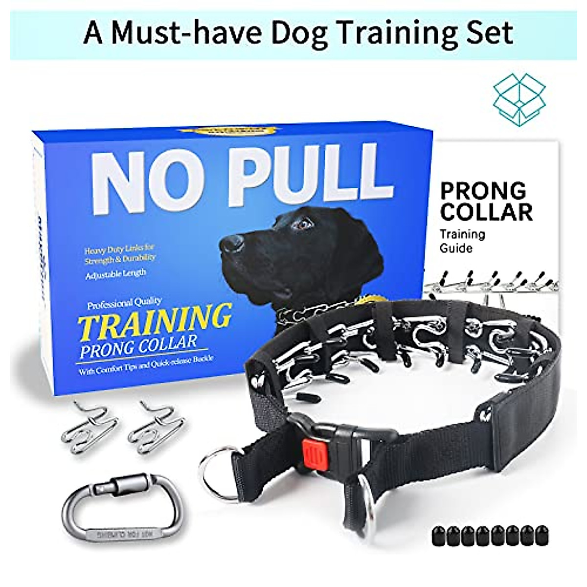 No Pull Dog Collar, Dog Training Collar with Comfort Tips and Quick Release Snap Buckle for Small Medium Large Dogs (Medium,3mm,19.7-Inch,14-18" Neck, Black)