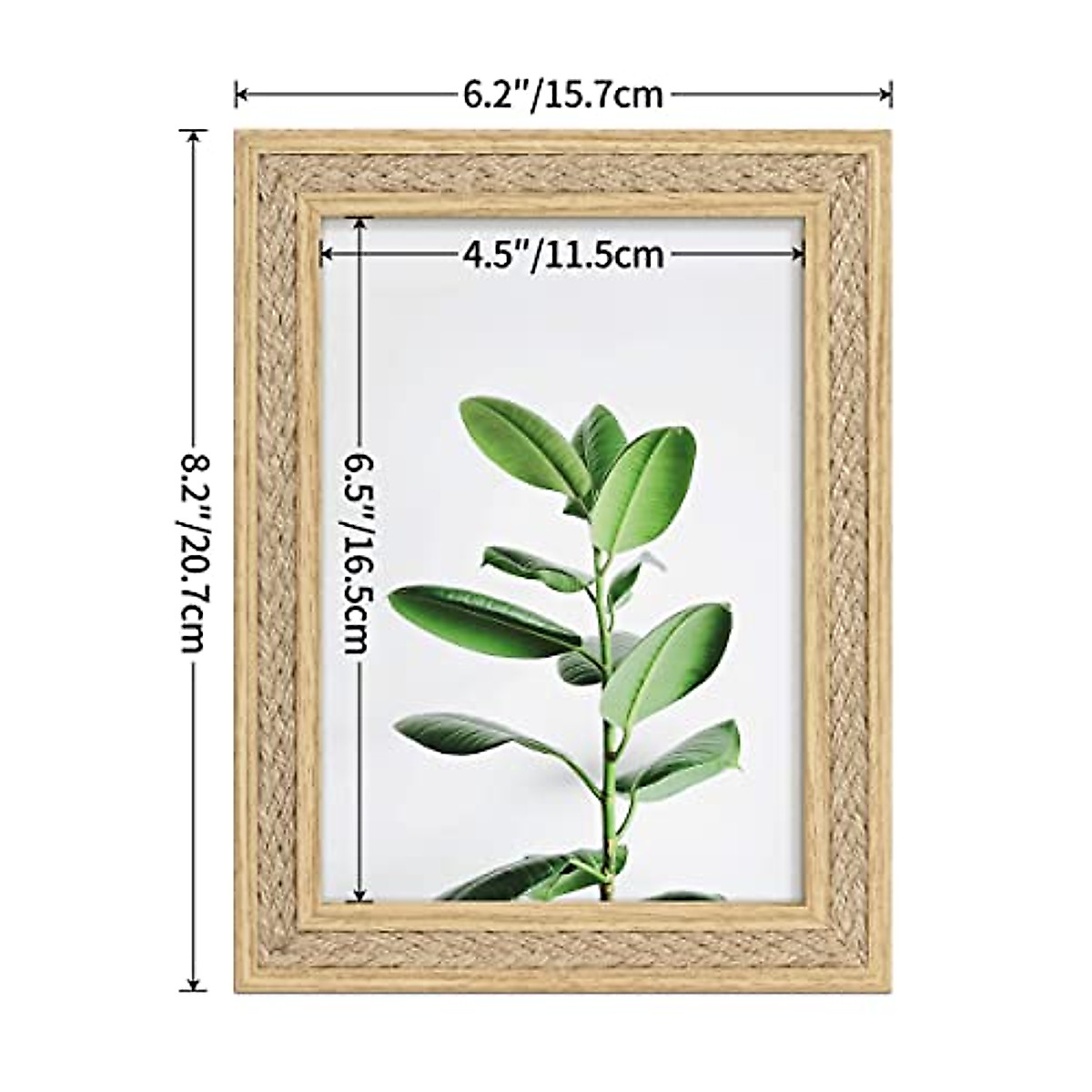 SUMGAR Boho Rattan Picture Frames 5X7 Hemp Rope - Rustic Farmhouse Style Wooden Oak Beige Photo Frames with Glass for Wall Mount and Tabletop Display - Perfect for Family, Friends, Graduation Gifts Set of 2