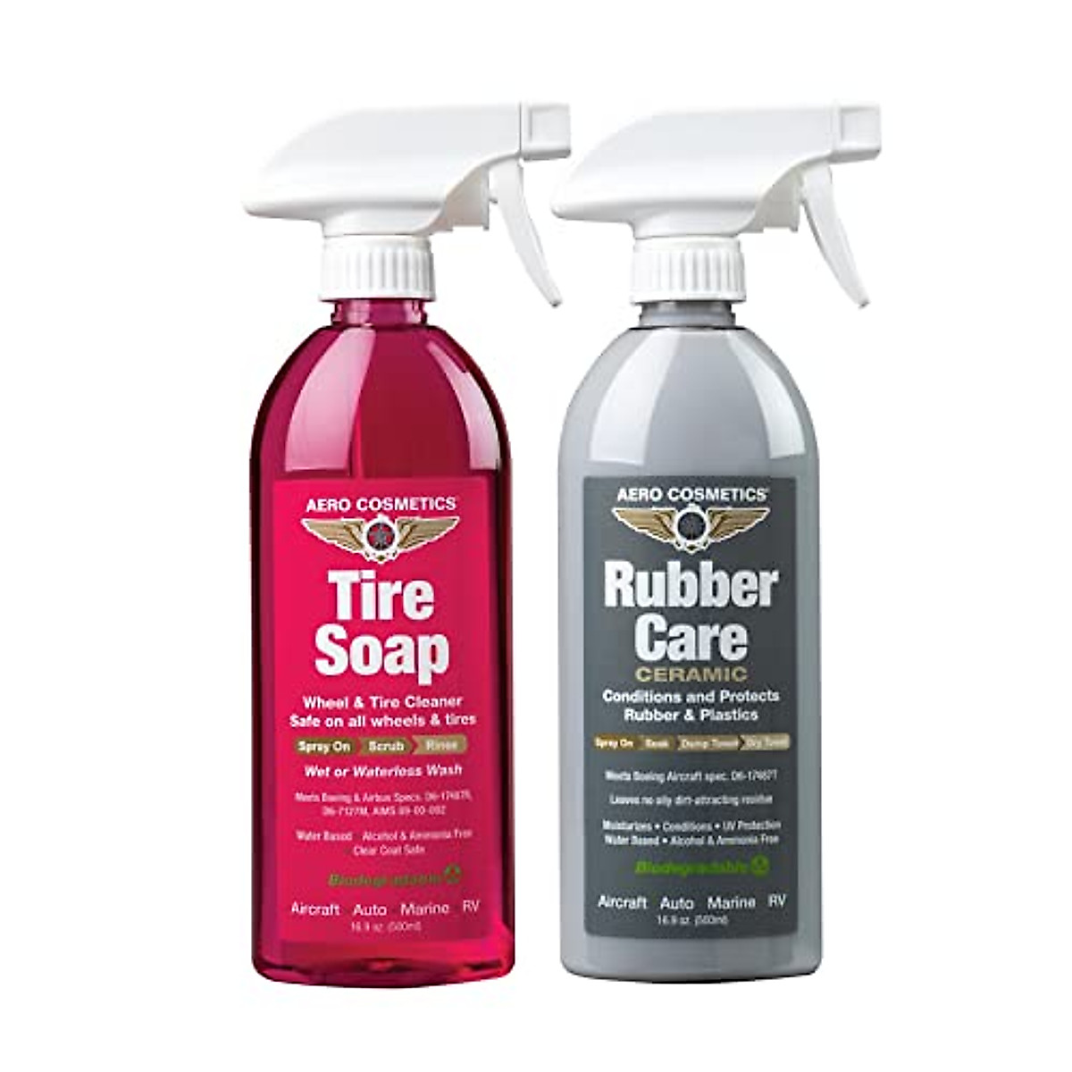 Aero Cosmetics Tire Care Bundle, Tire Soap and Rubber Care