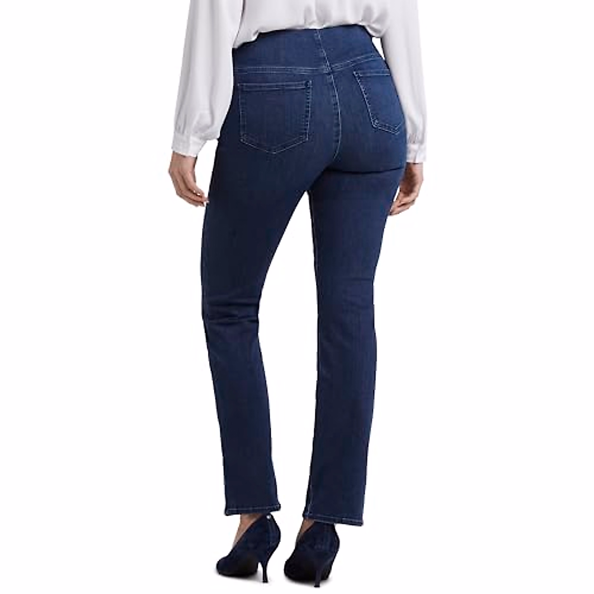 NYDJ Women's Pull-On Marilyn Straight Jeans | Slimming & Flattering Fit, Clean Denslowe, 12