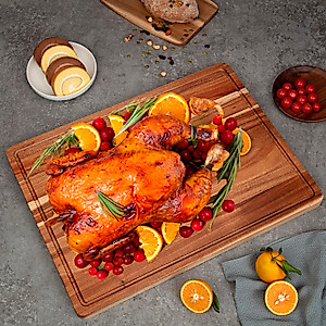 GaoMon 24 x 18 In Acacia Cutting Boardfor Kitchen, XXL Extra Large Charcuterie Cheese Platter Serving Tray, Food Prep and Serving Boards, Chopping Boards for Meal Vegetables and Cheese