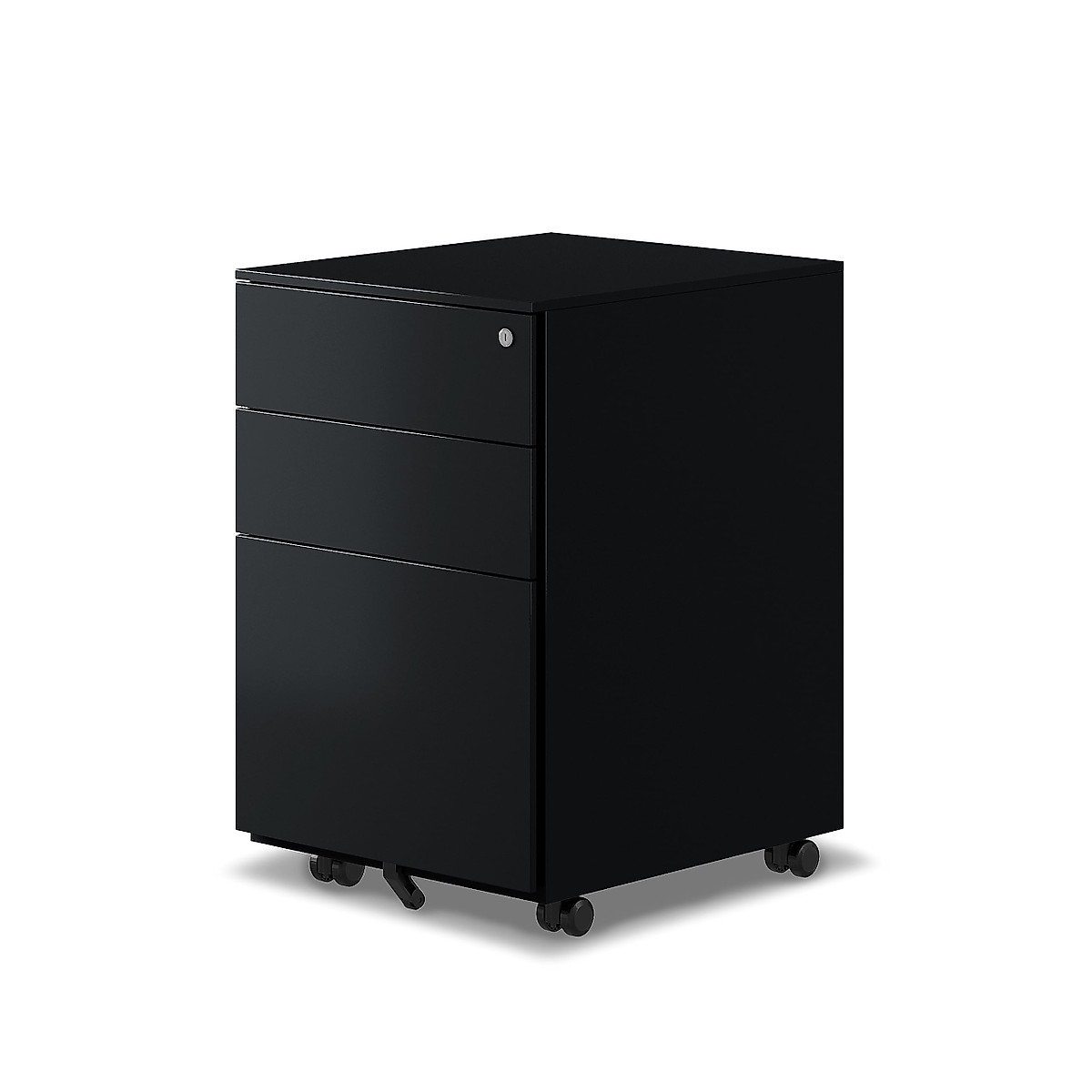 Sanoolir Locking File Cabinet 3 Drawer, Mobile File Cabinet on Wheels Under Desk fits Legal/Letter/A4 Size for Home/Office (Black)