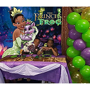 Night Fairy Tale Lotus Flower Photography Backdrop Vinyl 7x5ft Princess Frog Photo Background for Baby Girls Birthday Party Banner Decorations Children Baby Shower Supplies Cake Table