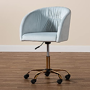 Baxton Studio Ravenna Office Chair, One Size, Aqua/Gold