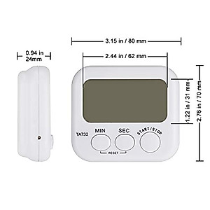 stonylab 2pk Digital Timer, 2-Pack Basic High Decibel Loud Alarm Countdown Timer Digital Timer Kitchen Timer Event Timer with Magnetic Back and Large Digits
