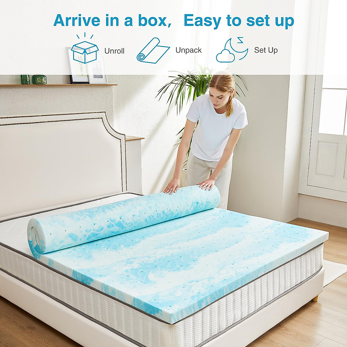 Mattress Topper, Twin Size Cooling Memory Foam Bed Toppers, 2 Inch Soft Mattress Pads for Sleeper Sofa, RV, Camper, CertiPUR-US Certified