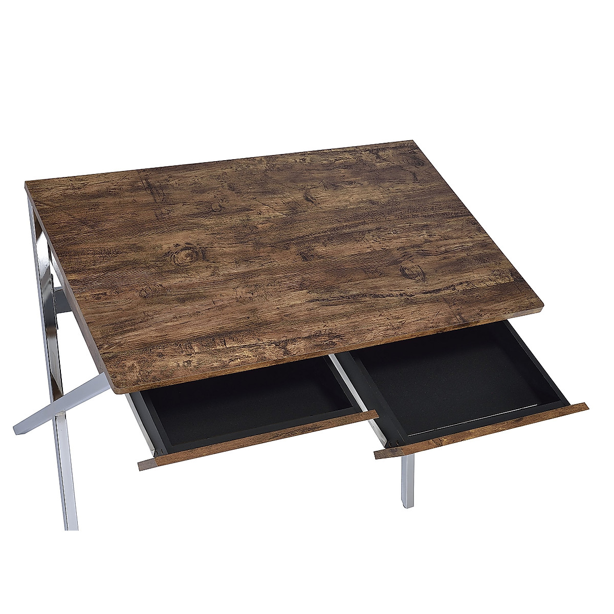 ACME Furniture Acme Callers Desk, Weathered Oak & Chrome, One Size