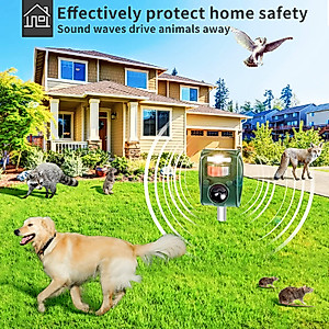 PGFIT Ultrasonic Pest Repellent,Solar Animal Repeller,Outdoor Cat Repellent,Bird Repellent,Deer Repellent.Dog,Raccoon,Squirrel Repellent,Motion Activated LED Flashing Light Alarm Sound Animal Repeller