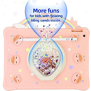 [Super Cute Rainbow Handle Unicorn Case] Compatible with iPad 10.2 Inch 2021/2020 iPad 9th/8th (Orange)