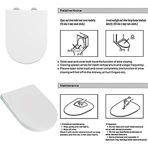Toilet Seat will Slow Close Modern Lid Toilet Covers White D-Shape Easy Clean & Fix Adjustable Hinges Seat Quick Release Loo - Installation Tool fixtures Included