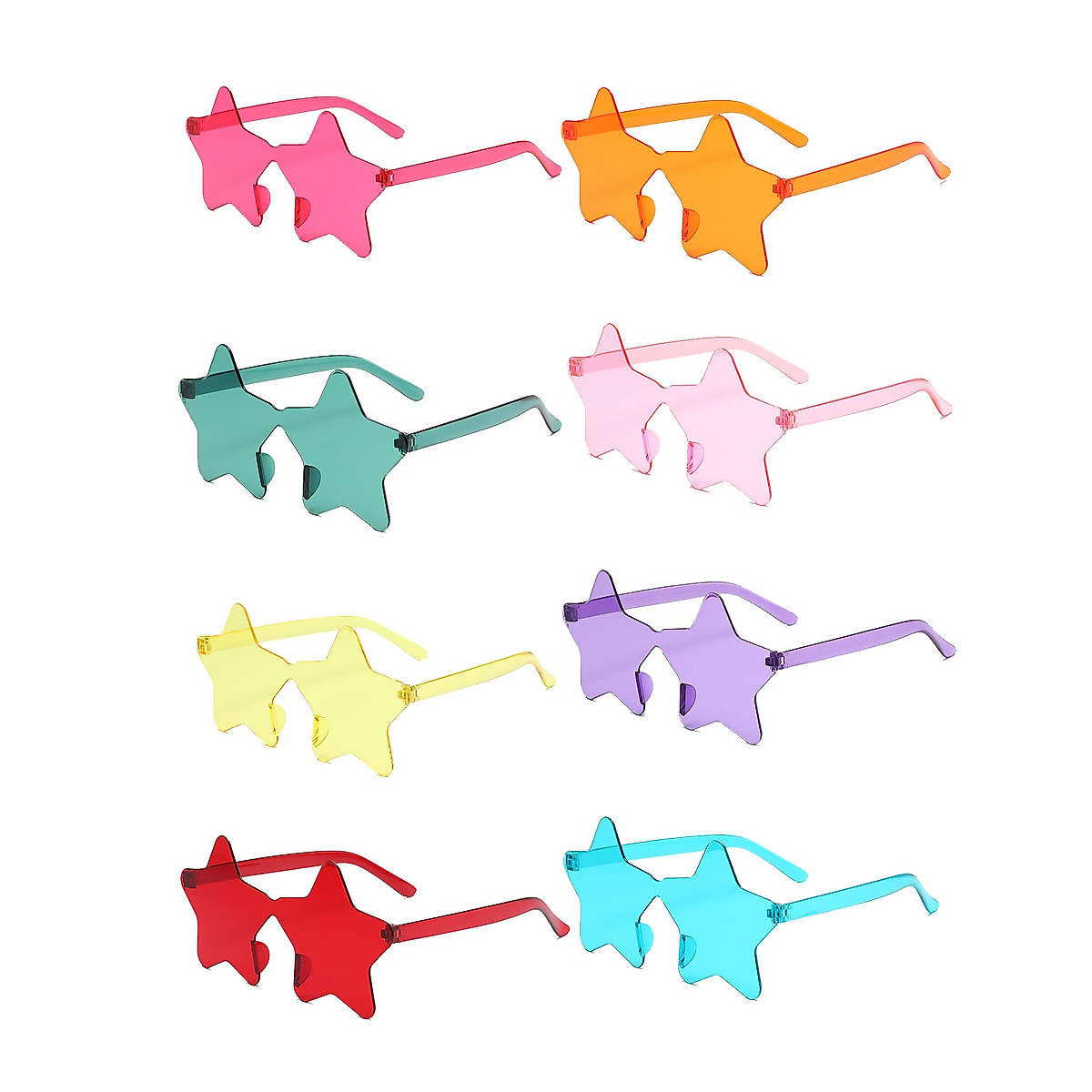 LIULIUBTY Star Shaped Rimless Sunglasses, Jelly Fudge Heart Sunglasses Bachelorette Party, Colorful Funky Sunglasses Party Favors (Mix Colors)