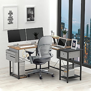 SUAYLLA L Shaped Desk with Drawers, Computer Gaming Desk with Storage Shelves, Work Desk for Home Office L-Shaped, 2 Person Long Table for Writing Workstation, Rustic Brown