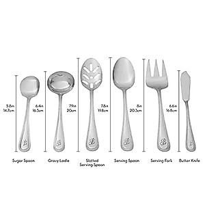 RiverRidge Monogrammed Beaded Flatware Set - L - 46-Piece Silverware with Custom Letter Stamp, 18/0 Stainless Steel Utensils Set for Daily Use & Special Occasions - Dishwasher Safe, Versatile Design