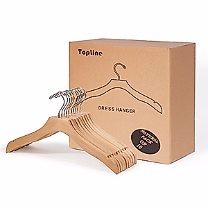 Classic Wood Bridal Dress Hangers - Natural Finish (10-Pack)