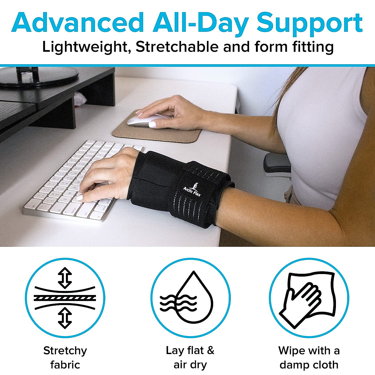 Arctic Flex Wrist Ice Pack Wrap - Gel Compression Support for Arthritis Hand & Thumb - Reusable Hot & Cold Therapy Brace for Pain Relief, Tendonitis, Carpal Tunnel, Tenosynovitis (Fits Left & Right)