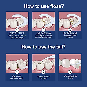 Permotary 6 Packs Bamboo Charcoal Dental Floss Picks Ultra-fine Smoother Portable Household Oral Care Floss Picks for Cleaner Healthier Mouth with Travel Handy Cases 300 Count Flossers