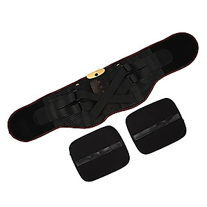 VBESTLIFE Lumbar Support Belt, Flexible Adjustment Curved Lumbar Support Brace 360 Degree Fixed Support Black Breathable with Massage Pads for Sports Waist Protection (XL)
