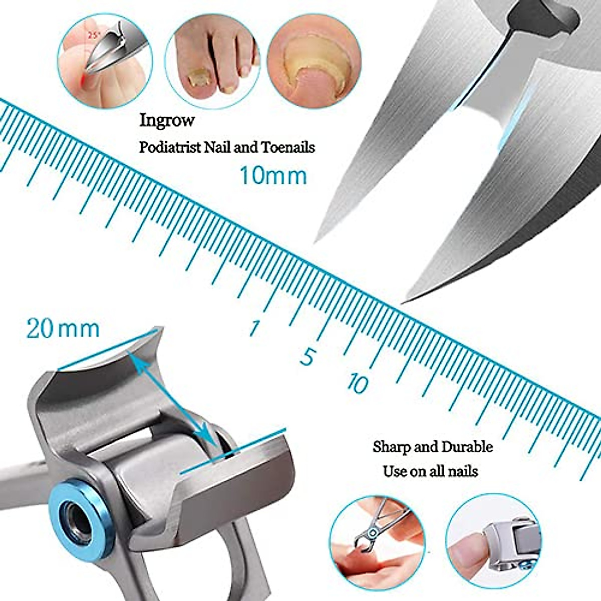 Toe Nail Clippers for Thick Nails,Large Toenail Clippers for Ingrown Toenails or Thick Nails for Man Women Seniors Nail Clippers with Stainless Steel Professional Fingernail Clippers Set (Black)