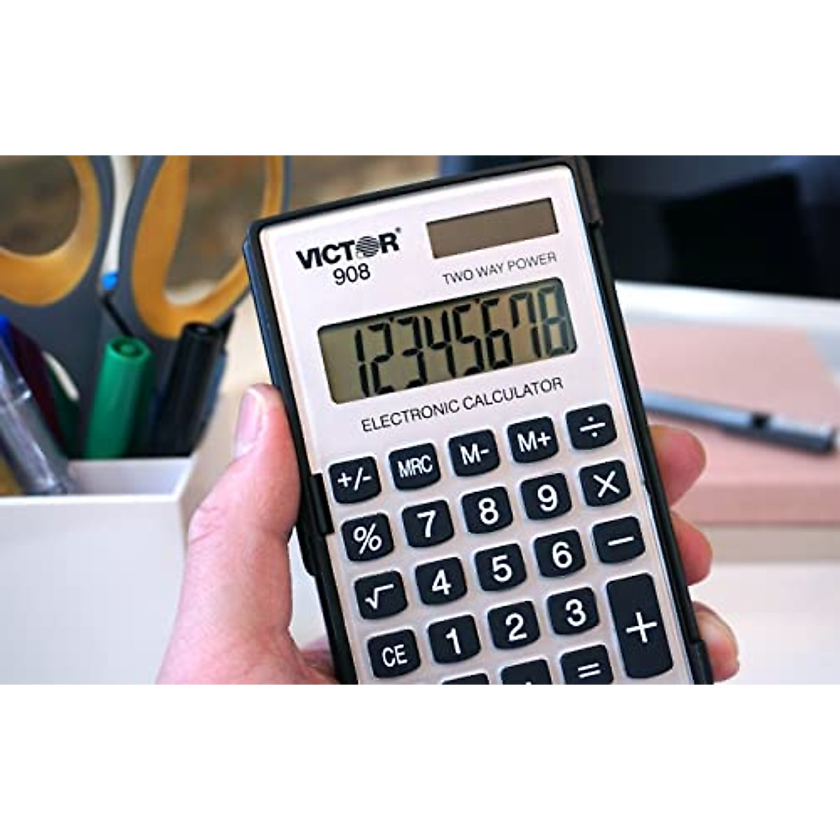 Victor 908 Standard Function Calculator, Black, 2.9" x 4.4" x 0.4"