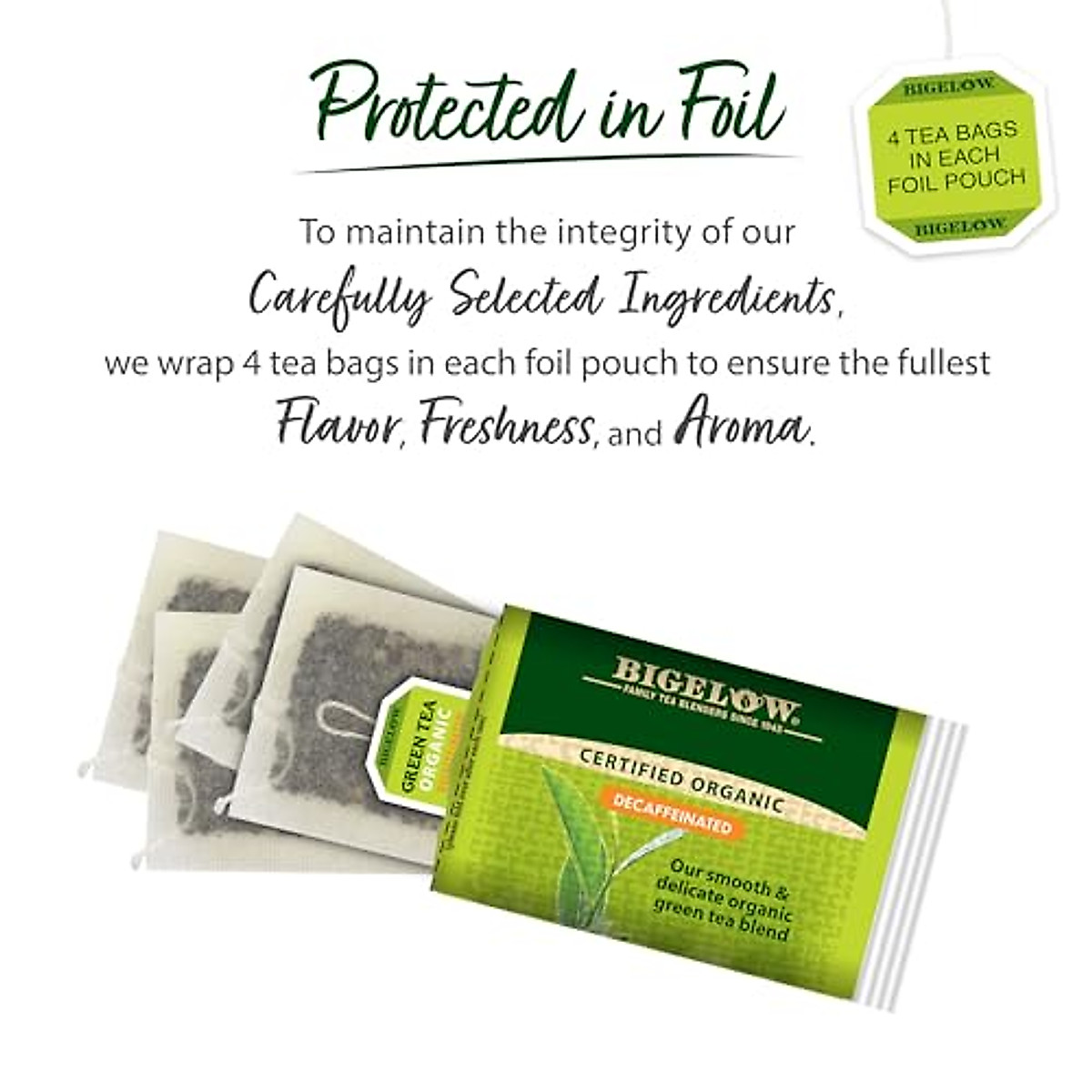 Bigelow Tea Organic Decaffeinated Green Tea, 40 Count (Pack of 6), 240 Total Tea Bags