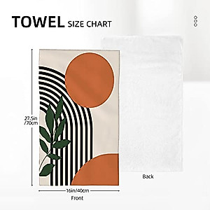 Mid Century Boho Hand Towel Bohemian Abstract Leaves Kitchen Dishes Towels for Shower Pool Beach Spa Gym Yoga Travel