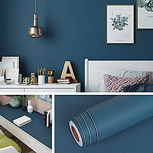 Livelynine Peel and Stick Wallpaper Blue Teal Contact Paper for Cabinets Desk Walls Self Adhesive Bulletin Board Paper Roll for Classroom School Navy Blue Wallpaper Removable Bedroom Dorm 15.8x78.8