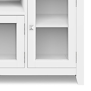 SIMPLIHOME Cosmopolitan SOLID WOOD 72 inch Wide Contemporary TV Media Stand in White For TVs up to 80 inches for the Living Room and Entertainment Center