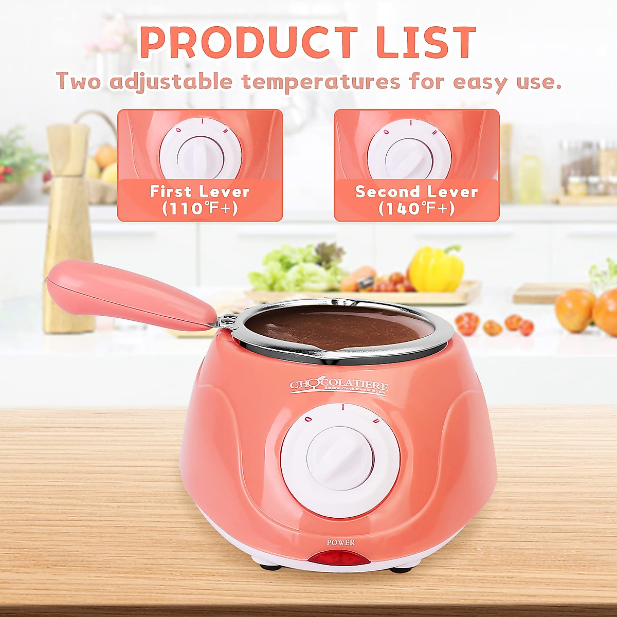 Chocolate Melting Pot, Electric Chocolate Melter Warmer Fondue Fountain Melting Pot Kit for Melting Chocolate, Candy, Milk, Butter, Cheese