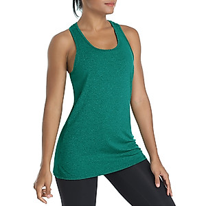 TACVASEN Tank Tops for Women UPF 50+ Sleeveless Breathable Sun Protection Workout Active Wear Top Shirts Running Shirts Stretchy E-green