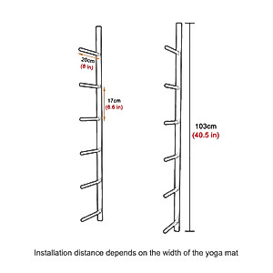 DACUN Safety Certification Yoga Mat Wall Rack and Foam Roller Storage, 6-Tiers Wrought Iron Exercise Mats for Home Gyms & Studio, Up to 6 Inch Diameter (Color : White) (Color : Black)