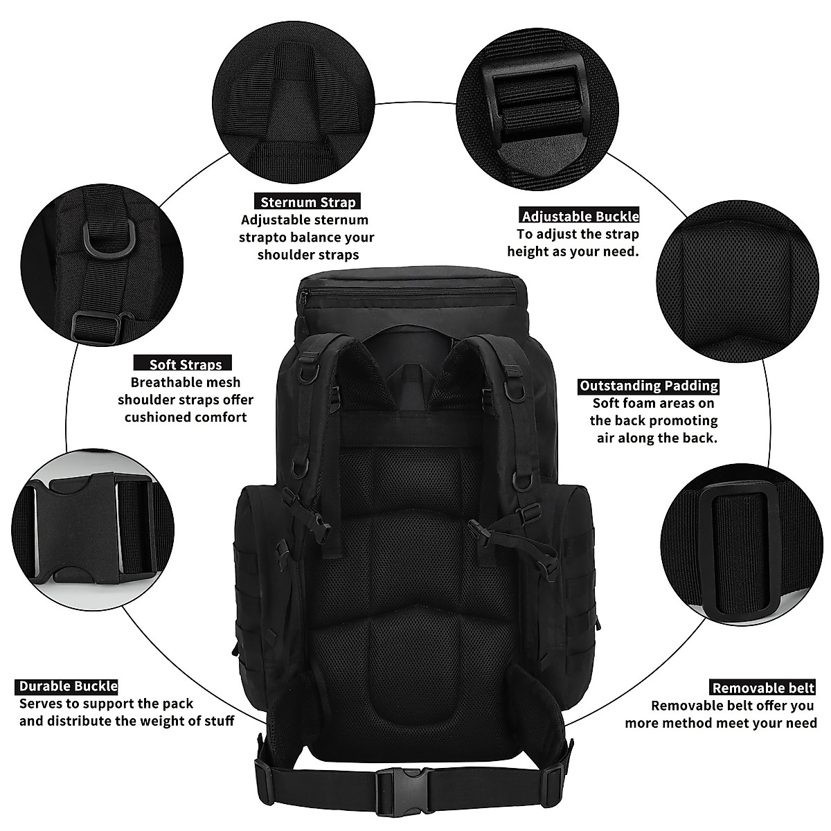 Extra Large Durable Hiking Backpack, [2022 Upgraded]Waterproof Camping Backpack 60l70l85l Rucksack Backpack Military For Men