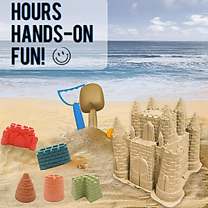 IOKUKI Beach and Sand Castle Kit, 12 PCS Sand Toys for Kids Outdoor with Sand Castle Bucket, Molds, Rake and Shovel, Great Toys for Beach