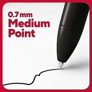 STAPLES TRU RED Retractable Quick Dry Gel Pens, Black, 0.7mm Medium Point (1 Dozen Pens) – Smooth-Flowing Black Ink Pen with Full Rubberized Barrel for Comfort, Acid-Free Gel Pens