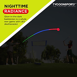 Complete Badminton Set | Portable Badminton Net with Stand 10 x 5 | 4 Badminton Rackets | 4 Over-Grips | 4 Racket Protectors | 8 Badminton Birdies (4 LED & 4 Goose-Feather) | 1 Hard Carry Case