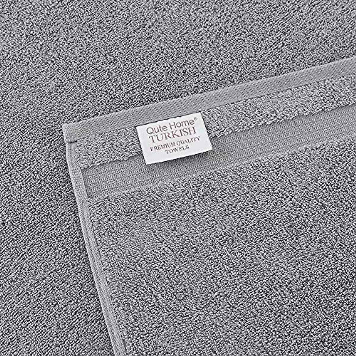 Qute Home 4-Piece Hand Towels Set, 100% Turkish Cotton Premium Quality Towels for Bathroom, Quick Dry Soft and Absorbent Turkish Towel, Set Includes 4 Hand Towels (Grey)