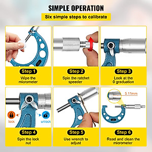 VEVOR Outside Micrometer Set, 0-3" Machinist Micrometer, 0.0001" Graduation Micrometer Set, 3 Pcs Machinist Tool Set, Alloy Precision Micrometer, Laser-Etched Micrometer Standard Set with Fitted Case