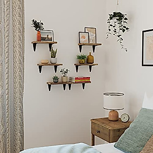 You Have Space Flota 9"x 4.5" Floating Shelves for Wall, Wall Decor Living Room, Book Bookshelf Storage Shelf for Home Office,Bedroom Set of 6