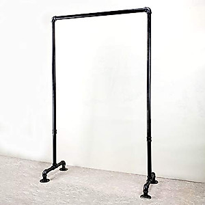 Womio Industrial Pipe Clothing Racks,36 in Hanging Clothes Retail Display,Commercial Grade Pipe Clothes Racks,Heavy Duty Garment Racks,Black brush silver