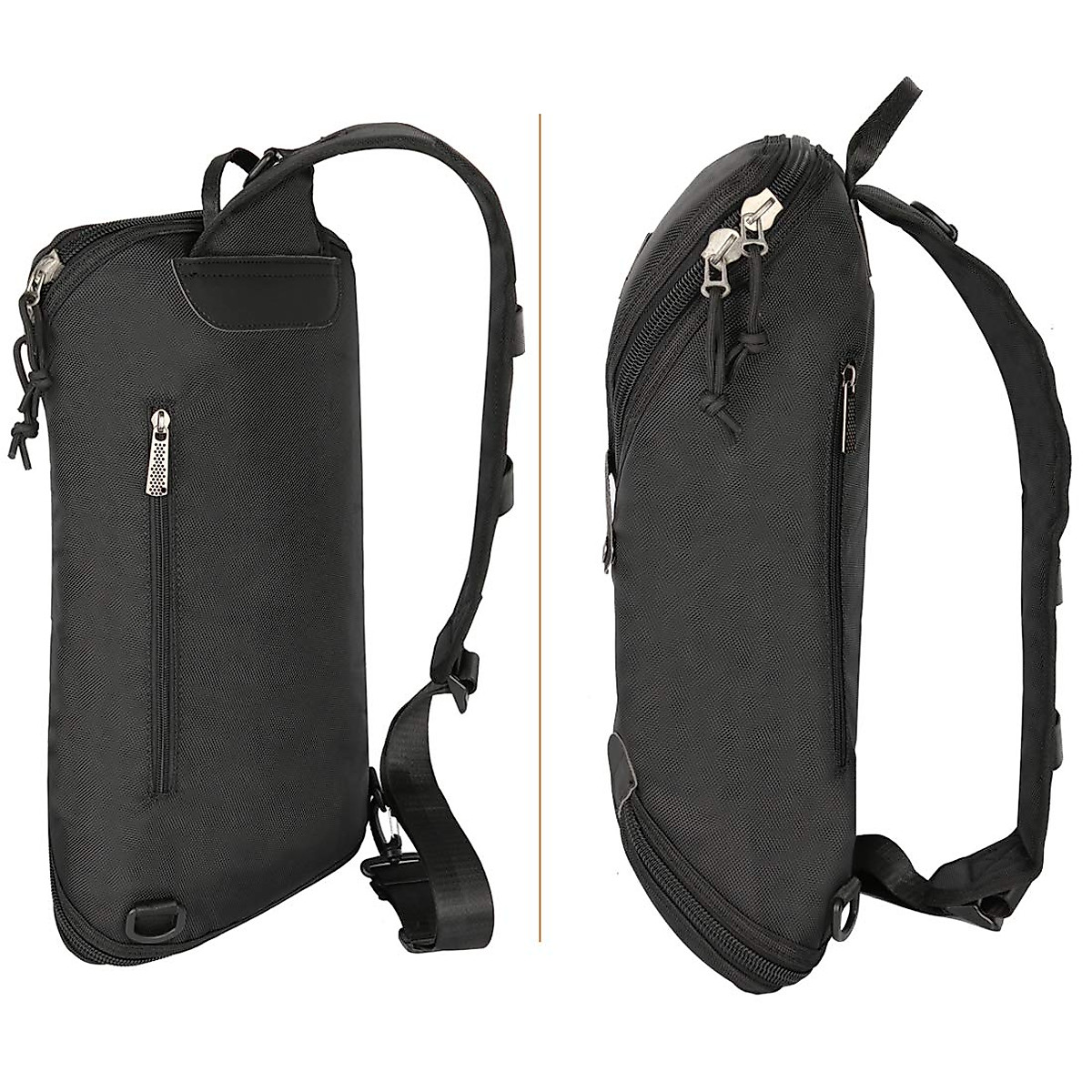 Larswon Sling Bag, Lightweight Large Chest Bag Laptop Backpack Shoulder Bag for Men Women Black